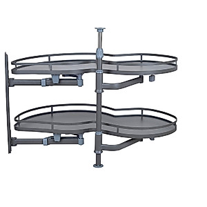 LOVKIT Blind Pull Out Shelf 2 Tier Pull Out Organizer For 36 Inch Blind Corner Cabinetry Double Layer Lazy Susan Rotating Shelves For Under Countertop Space Left Swing Out Tray Black Corner