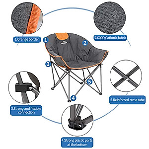 OUTDOOR LIVING SUNTIME Leisure Moon Folding Camping Chair Stable and Portable to Carry (Orange)