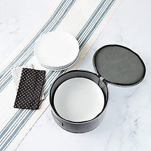 China Storage Container for Dinner Plate - 11.5" W x 7" H - Includes 12 Felt Dividers. Hard Shell and Stackable with Padded Interior