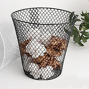 Cabilock Black Mesh Trash Cans Open Top Metal Wire Wastebasket Recycling Garbage Container Lightweight Trash Bin Garbage Can for Home Office Hotel Dorm Room Living Bedroom