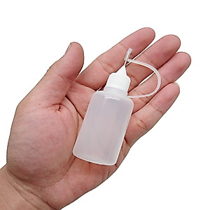 12 Pcs 1 Ounce Needle Tip Glue Bottle 30ml Plastic Dropper Bottles for Small Gluing Projects, Paper Quilling DIY Craft, Acrylic Painting, White Lid