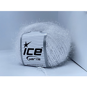Sparkle Soft White - Ice Yarns Metallic Lurex Nylon Eyelash Yarn 50gr 153yds
