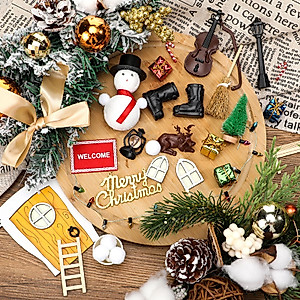 Bencailor 21 pcs Christmas Doll House Decoration Miniature Dollhouse Accessories Small Scene Model Light Mini Christmas Tree Christmas Dollhouse Furniture for Party DIY Craft Gift(Stylish Style)