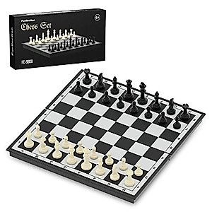 Funllecrion Chess Board Set, 15' Travel Magnetic Chess Sets, Portable Chess Boards for Adults, Kids and Beginner(with 2 Extra Queens, Instrutions and Storage Pockets)