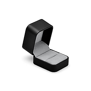 Woodten Black Vintage Ring Box Round Corner PU Leather Ring Gift Box Jewelry Packaging Box Proposal Ring Box