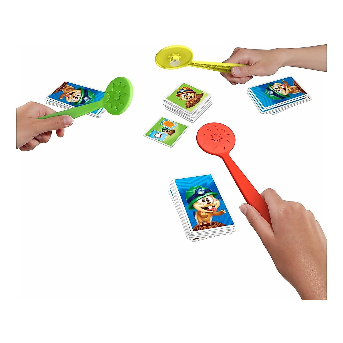 Mattel Games WHAC-A-MOLE Match-A-MOLE Kids Card Matching Game with Mole Smackers for 2 to 3 Players 5 Year Old & Up