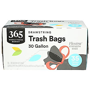 365 by Whole Foods Market, Drawstring Trash Bags (30 Gallon), 35 ct