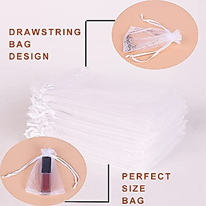 LANXINGYAN 100pcs White Organza bags 3.5x4.7 Inches Sheer Organza Bags Small Mesh Bags Jewelry Candy Wedding Party Bags (3.5x4.7"White)…