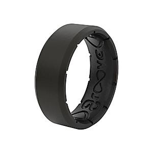 Groove Life Edge Black/Black Silicone Ring - Breathable Rubber Wedding Rings for Men, Lifetime Coverage, Unique Design, Comfort Fit Ring - Size 10