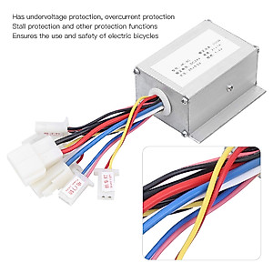 Keenso 24V 250W Brush Controller with Yellow Throttle Grip Kit, E‑Bike Motor Controller Electric Bicycle Scooter Conversion Kit