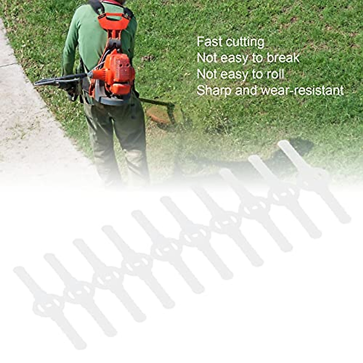 10 Pcs Trimmer Head Blades, Durable Lawn Mower Weed Wacker Cutter Blade Replacement for Cordless Grass String Trimmer Weed Eater