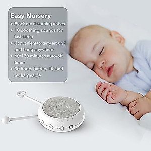 White Noise Machine for Baby with Night Light | Portable Sleep Sound Machine with 10 Soothing Sounds, Soft Amber Light, Auto-Off Timer, Volume Control