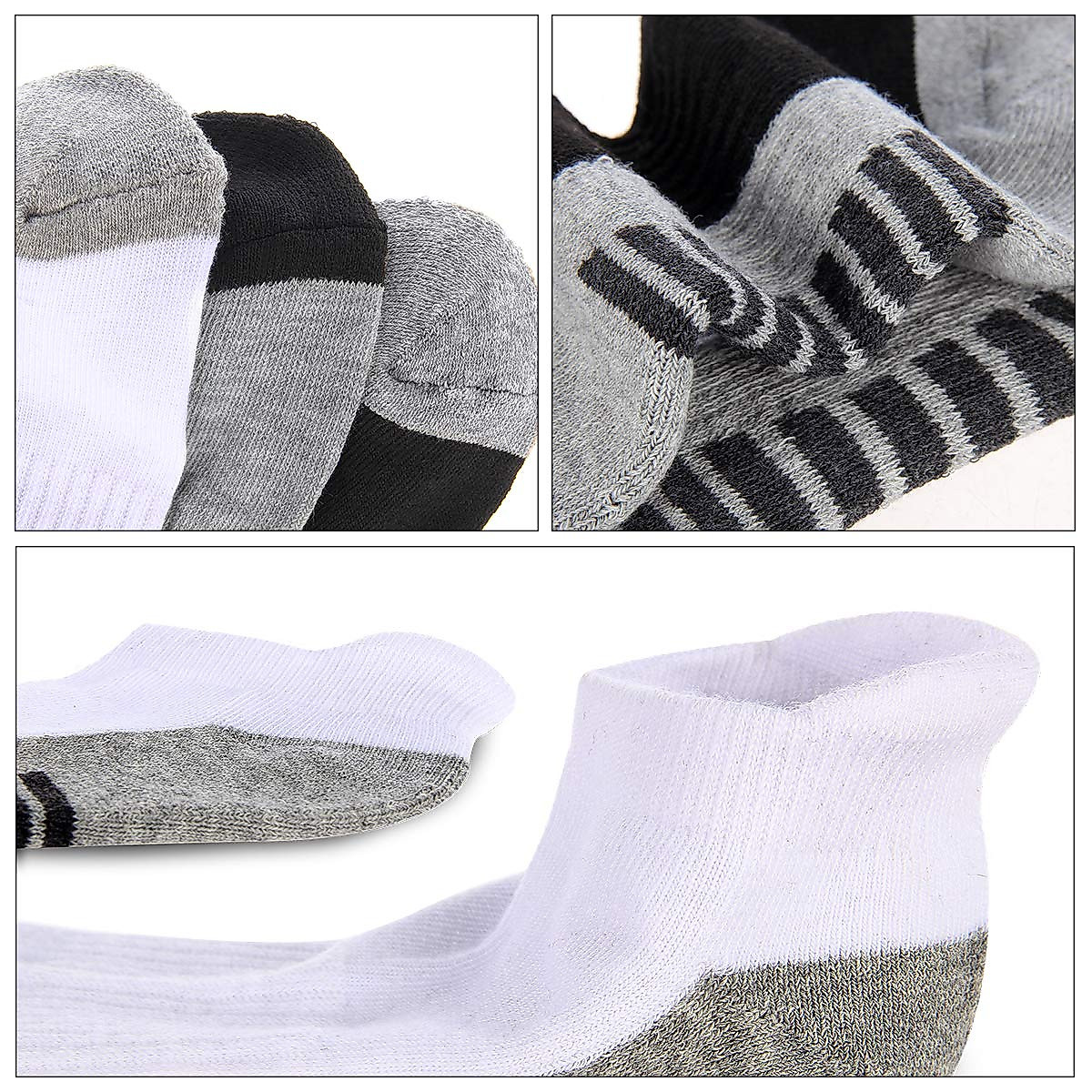 eallco Mens Ankle Socks Low Cut Athletic Cushioned Running Tab Socks 6 Pack