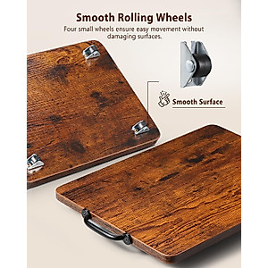 Evermagin Appliance Slider, Sliding Tray for Coffee Maker, Coffee Pot Slider Tray for Countertop, Kitchen Appliance Rolling Tray with Rubber Wheels (Rustic Brown, Large - Long (12.5” x 16”))