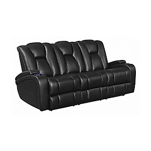 Coaster Furniture Delange Reclining Power Sofa with Adjustable Headrests and Storage in Armrests Black 601741P