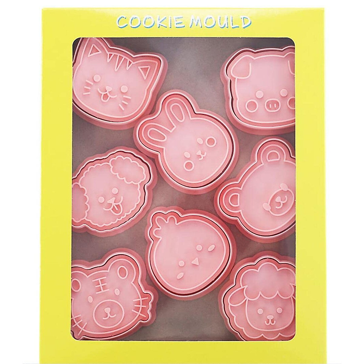 8 Pieces Cute Animals Cookie Cutters Animal Plastic Cookie Stamps Rabbit Cookie Mould Press Bear Cookie Mould Set Baking Kitchen Tools (Animals A)