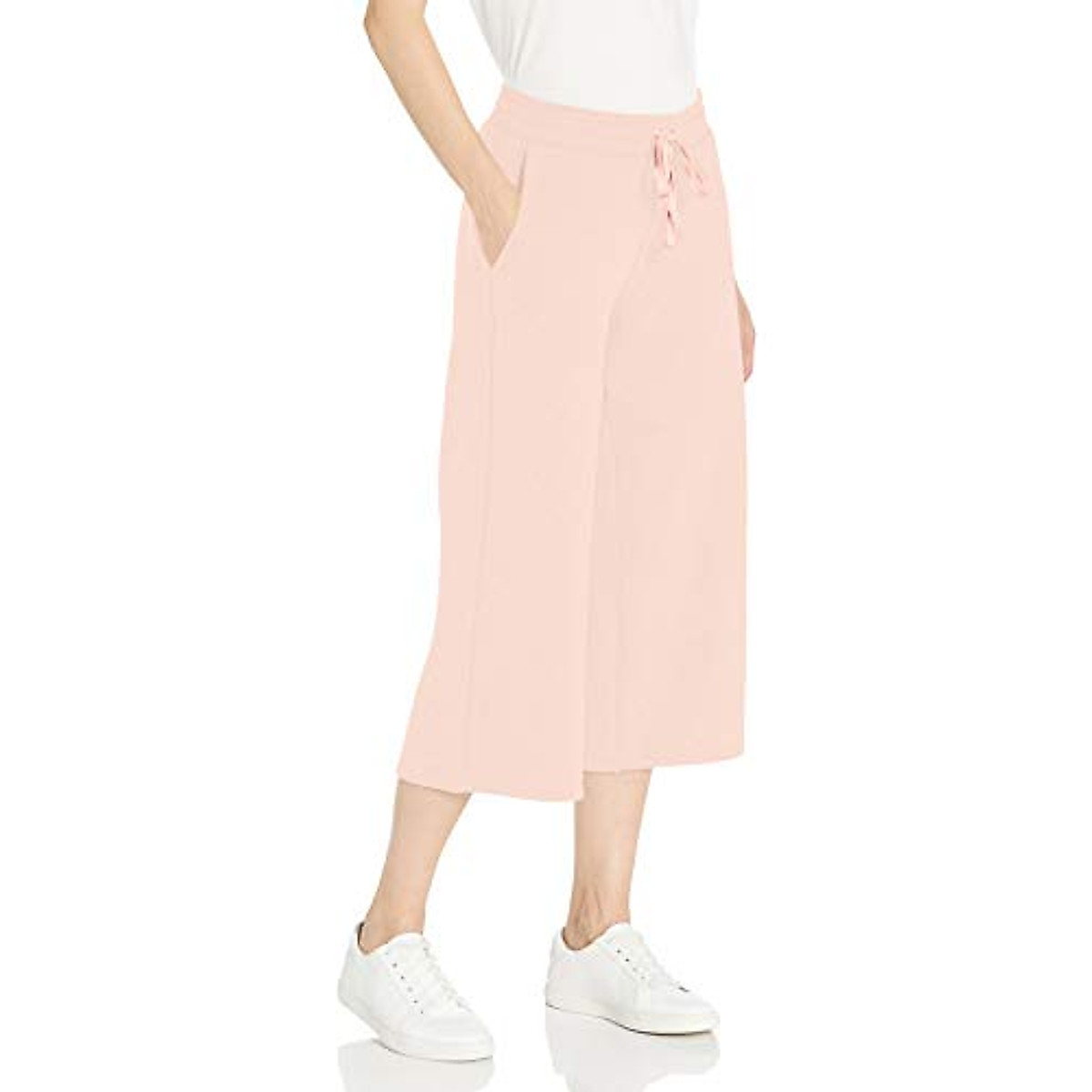 Amazon Essentials Women's French Terry Fleece Wide-Leg Crop Sweatpant, Light Pink, Large