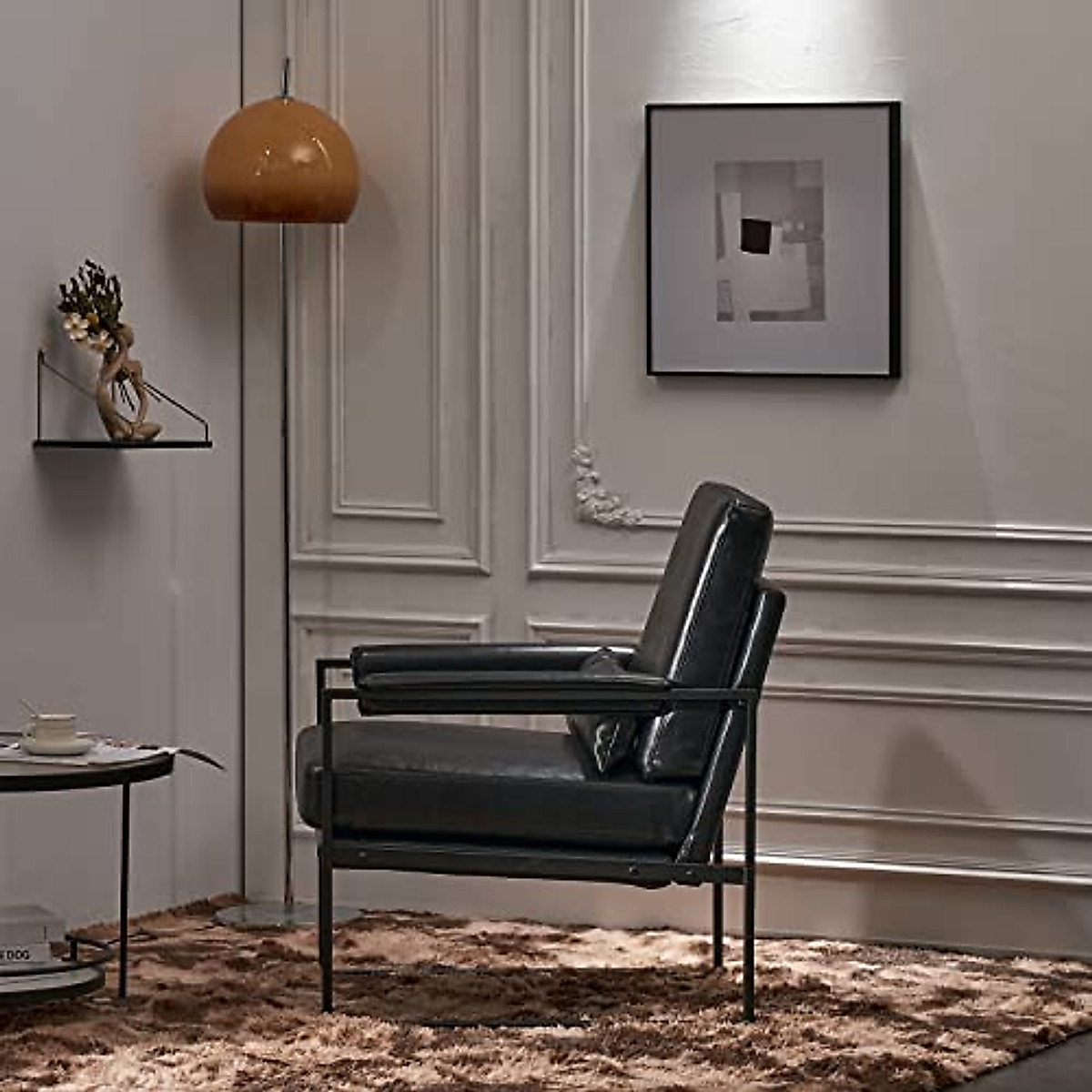 Black Office Guest Chair Reception Chair for Office Reception Lobby PU Leather Waiting Room Chair Reception Chair with Pillow, Leather Office Desk Guest Chair for Lobby Conference Room, 68 x81 x 88cm