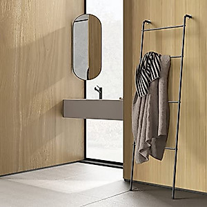 Blanket Ladder Decorative Towel Rack Holder for Bathroom, Wall Leaning Metal Drying Quilt Stand for Living Room Bedroom Farmhouse Home Decor, Gift for Women Mom Mother Her Wife - Black