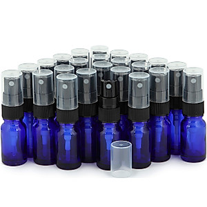 Vivaplex, 24, Cobalt Blue, 10 ml (1/3 oz) Glass Bottles, with Black Fine Mist Sprayer's