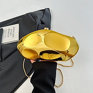 Zeph Hosea Women Seashell Shaped Evening Bag Purse Chain Strap Shoulder Bag Crossbody Bag, Gold