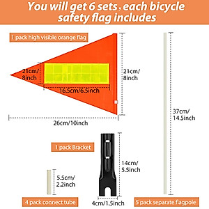 Tatuo 2 Sets Bike Flags with Pole, 6 Feet Height Adjustable Waterproof Orange Safety Flag Sturdy Fiberglass Bicycle Flag Pole for Kids Outdoor Cycling Supplies (Red Yellow and White)