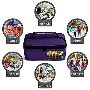 HotLogic Mini Portable Electric Lunch Box Food Heater - Innovative Food Warmer and Heated Lunch Box for Adults Car/Home - Easily Cook, Reheat, and Keep Your Food Warm - PURPLE - 120V