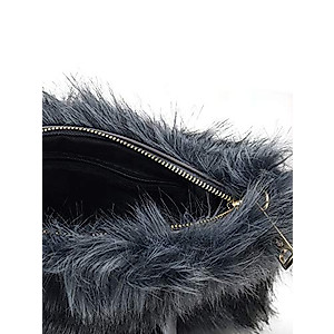 C.C Women's Evening Faux Fur Fuzzy Crossbody Shoulder Bag Clutch Purse, Furry Dark Gray