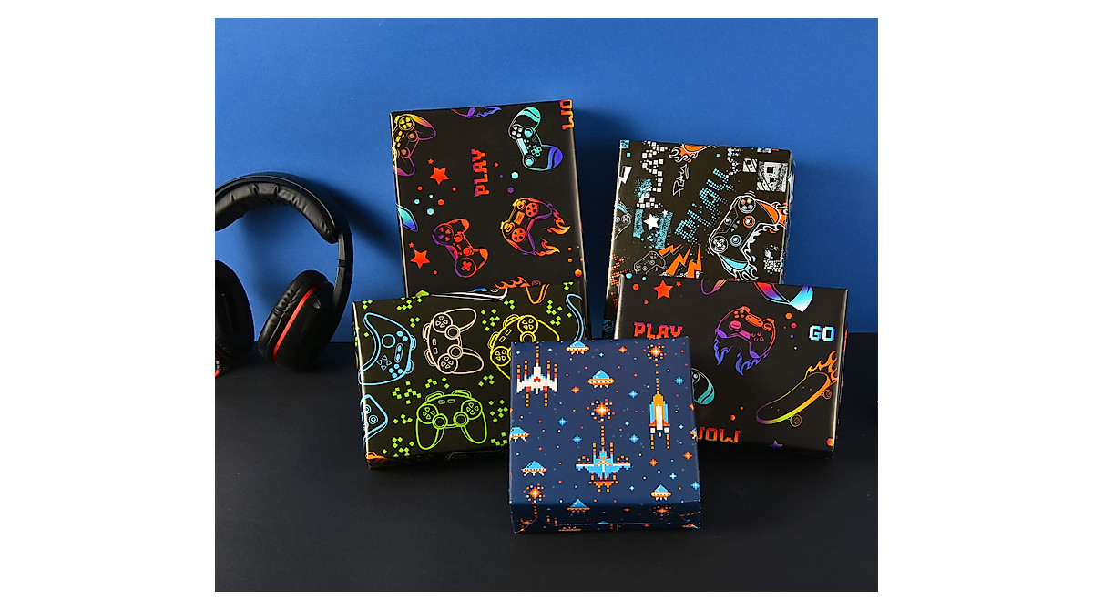 Gaming Wrapping Paper for Boys | 12 Sheets | Titiweet