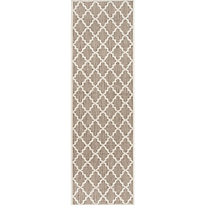 nuLOOM 2' x 8' Outdoor Performance Area Rug, OEKO-TEX Certified, Weather Resistant, High Traffic, Patio, Balcony, Outside, Gina Taupe