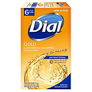Dial Gold Antibacterial Soap - Six 4 oz Bars per Pack. (1 pack)