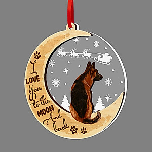 GOSBLUE German Shepherd Dog Ornaments Christmas Tree, GSD 2 Layer Wood & Acrylic Ornament, Christmas Decoration 2024 for GSD Lovers, Dog Mom, Dog Dad, Pet Lovers