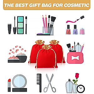 Frienda 30 Pcs Velvet Drawstrings Gift Bags 6 x 5 Inch Jewelry Pouches Drawstring Candy Bags Bolsitas para Recuerdos Velvet Party Favors Present Bag for Christmas Xmas Holiday(Red)