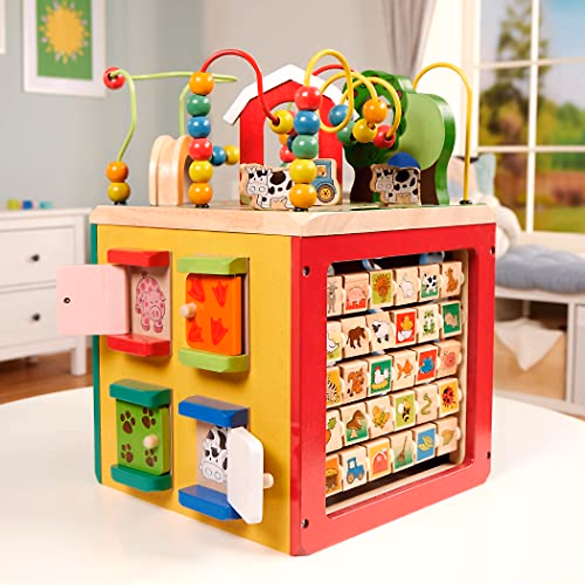 Battat – Wooden Activity Cube – Discover Farm Animals Activity Center for Kids 1 year +, Standard