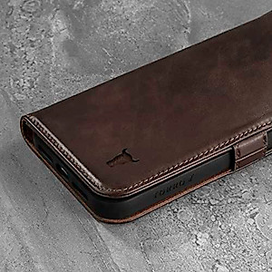 TORRO Case Compatible with iPhone 13 – Premium Leather Wallet Case with Kickstand and Card Slots (Dark Brown)