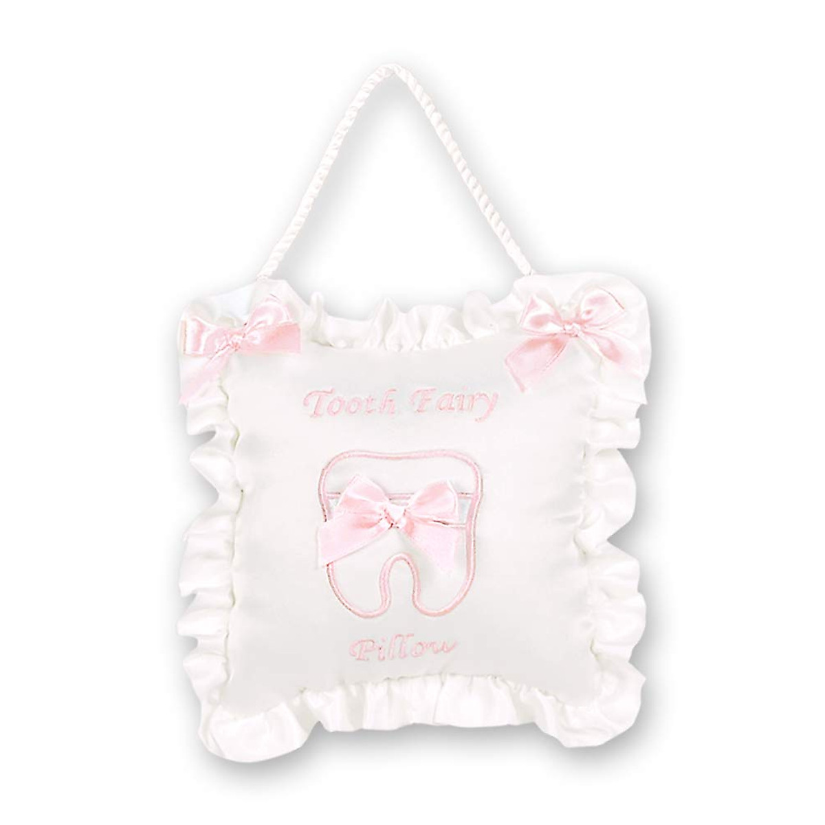 Bearington Le Petite Girls Pink Tooth Pillow, 7.5" x 7.5 "