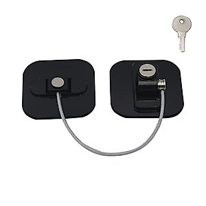 SAIRUIDIPU Refrigerator lock with key, Fridge Lock with Adhesive tape, Child safety lock for cabinets (Black, 1), 1 square (C4)