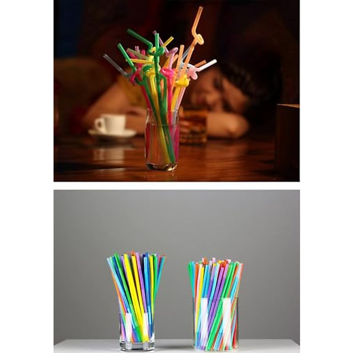 400 Count 10.2 Inch Colorful Flexible Plastic Drinking Straws,Bendable Long Thick Disposable Artical Straws,for Party,for Use with Any Jumbo Cup or Water Bottle,BAP Free,Diameter 0.24 inch