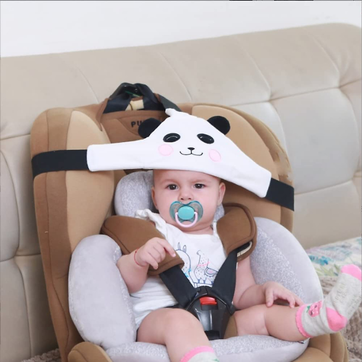 Pssopp Toddler Car Seat Adjustable Head Strap Support Panda Pattern Car Seat Sleeping Headband for Kids Toddlers Infants(Panda Fixing Strap)