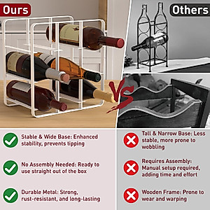 Buruis 9 Bottles Metal Wine Rack, Free-Standing Cabinet Water Bottle and Wine Rack Storage Organizer for Kitchen Countertop, Pantry, Fridge, Space Saver Protector for Red and White Wines Bottle