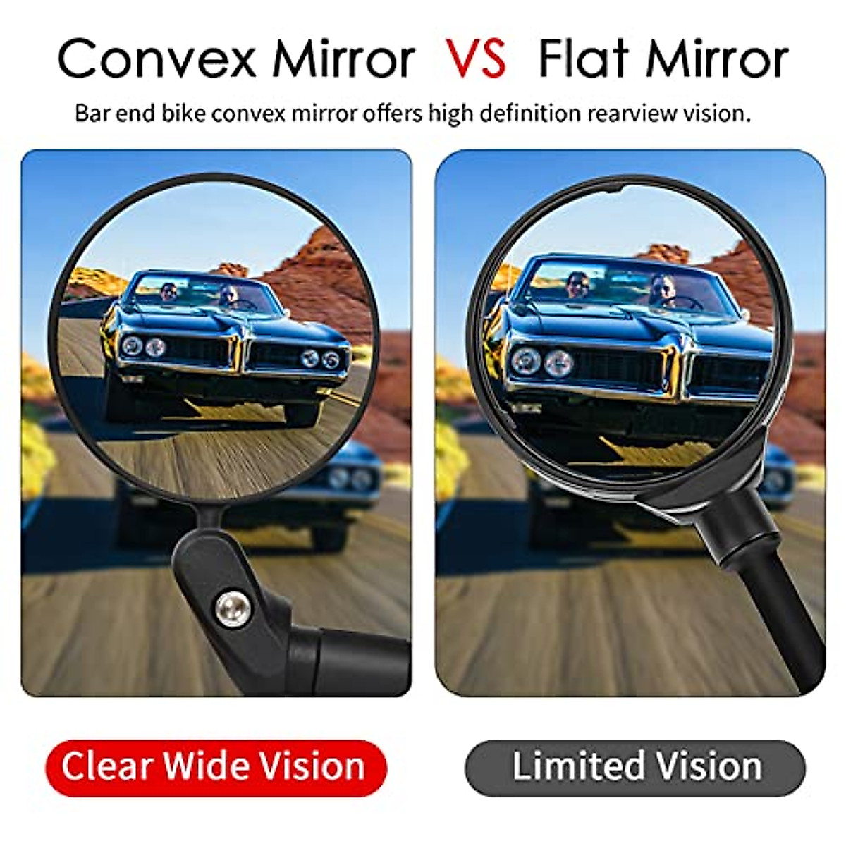 REMAROVE Bike Mirror Bicycle Rear View Mirror Adjustable Bike Bar End Mirror HD Wide Angle Convex Lens