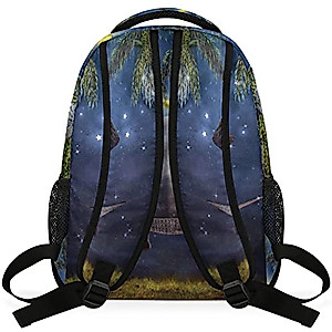 OMFUNS Elephant Animal Custom Backpack for Kids Boys Girls Ocean Beach Personalized School Bookbag for College Elementary Middle School Bag Casual Daypack Laptop Bag for Women Men