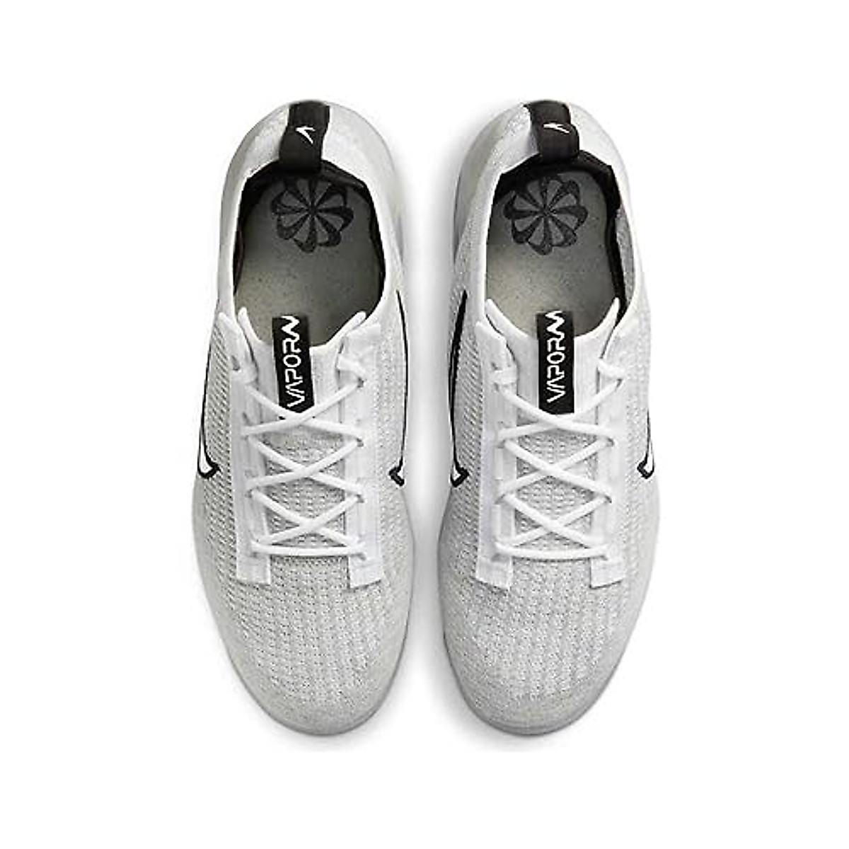 Nike Men's Air Vapormax 2021 Flyknit Sneaker, White/White/Black/Metallic Silver, 9