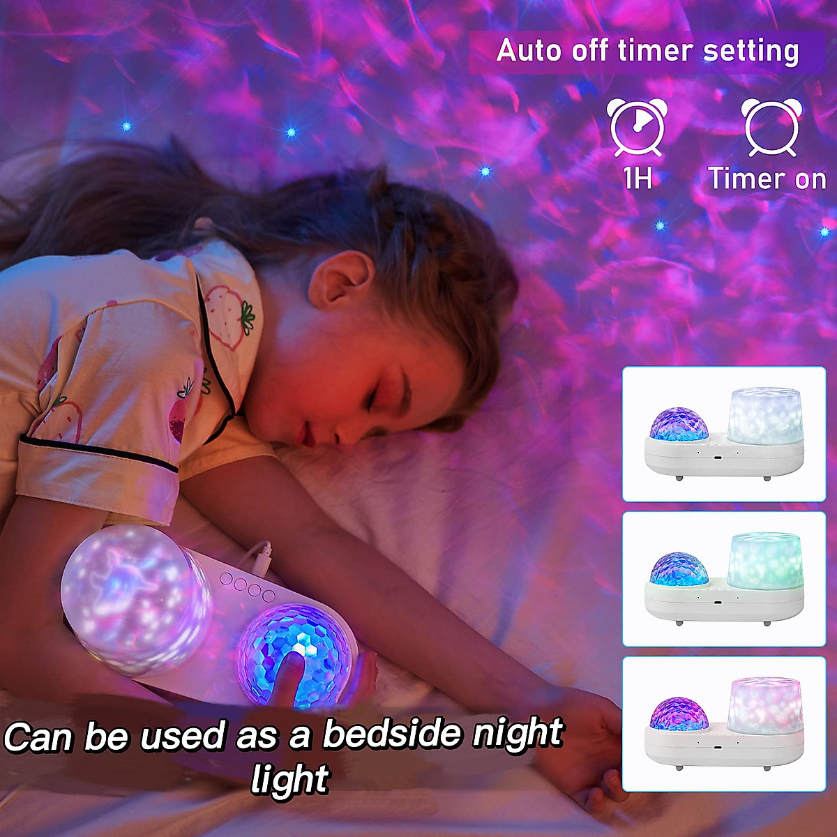 STARS LAMP Ocean Night Light Projector, Kids Galaxy Projector for Bedroom, Nebula Star projector with USB Cable, 360 Degree Rotation Kid Night Light Lamp for Decorating Party,Birthdays,Christmas Gifts