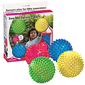 Edushape Sensory Balls for Baby - 4” Transparent Color Baby Balls That Help Enhance Gross Motor Skills for Kids Aged 6 Months and Up - Pack of 4 Vibrant Colorful and Unique Textured Balls for Baby