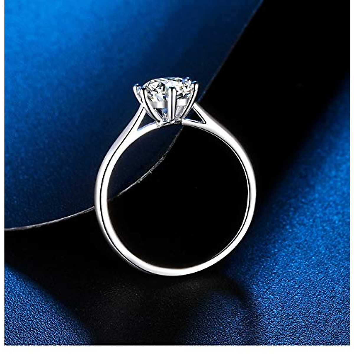 Moissanite Rings for Women, Six Prong Solitaire Moissanite Engagement Ring, Classic 1-3ct Engagement Ring for Women, 925 Sterling Silver D Color with Certificate of Authenticity, silver, Moissanite