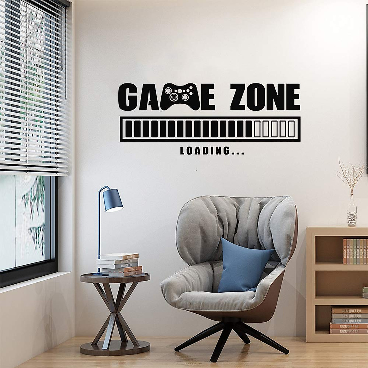 Game Zone Loading Wall Decals, Video Game Wall Stickers, Removable Art Design Gamers World Wall Decor for Boys Room Home Playroom Bedroom Walls Background Decoration (22"L x 9.1"H)