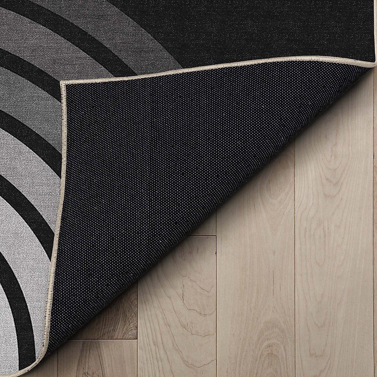 Well Woven Geometric Modern Flat-Weave 5'3" x 7'3" Area Rug - Black + White Dark Curves - for Living Room, Dining Room and Bedroom