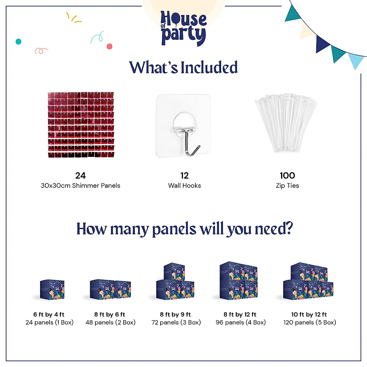 HOUSE OF PARTY Pink Shimmer Wall Backdrop Panels - 24 Pcs | Valentine's Day Square Sequin Backdrop, Shimmer Backdrop for Birthday, Wedding, Baby Shower, Bachelorette Party & Valentines Day Decorations