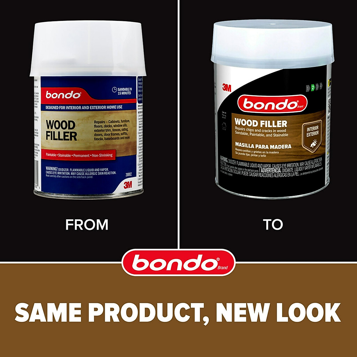 Bondo Wood Filler 12 oz with Hardener 0.5 oz, Repairs Chips and Cracks in Wood, Sandable, Paintable, and Stainable